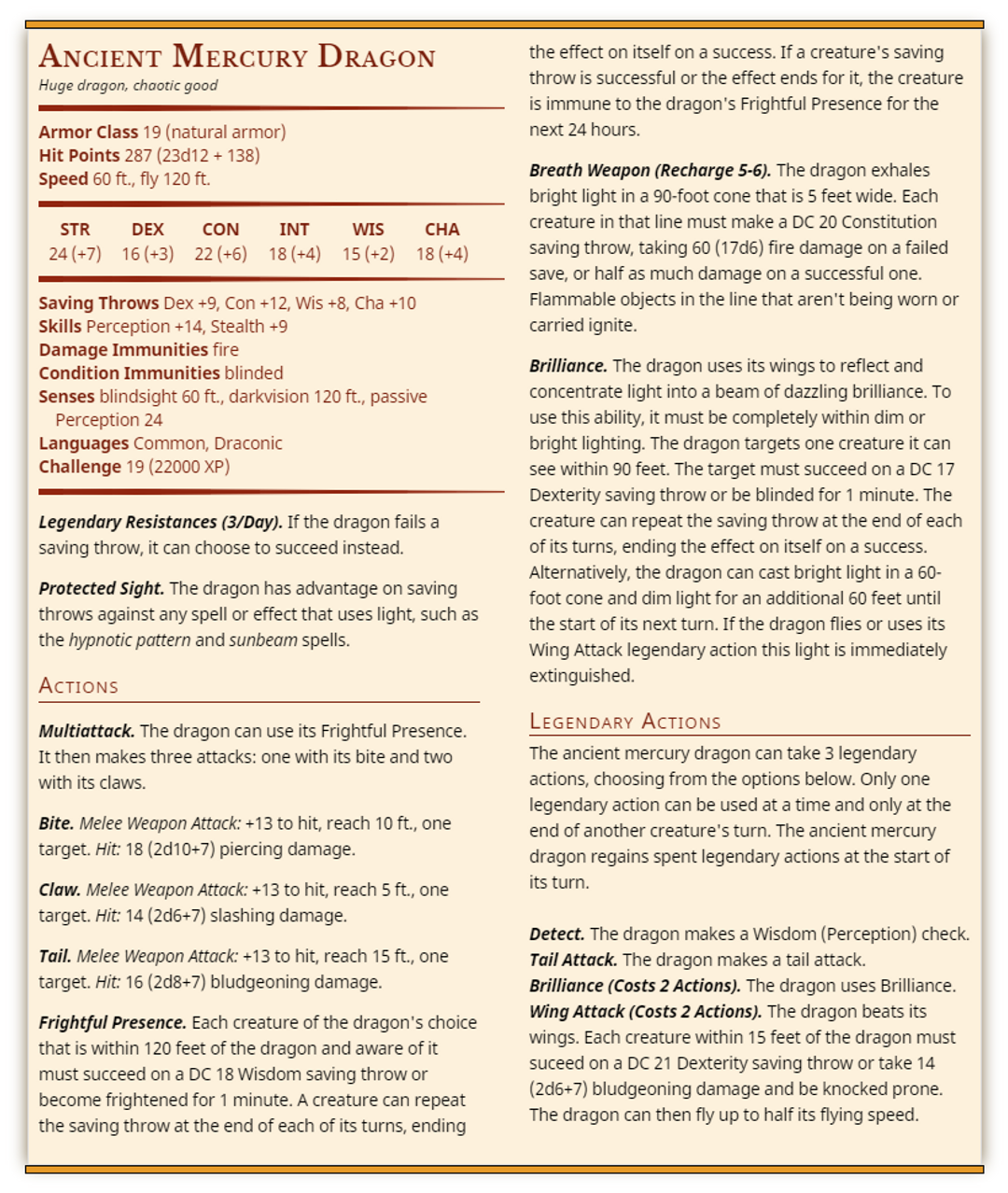 half dragon 5e stat block